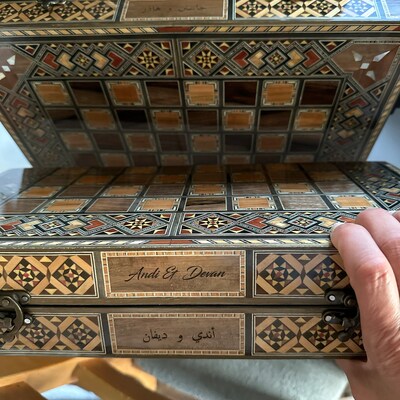 12 Backgammon Board Set and Chess Set From Lebanon Lebanese Handmade ...