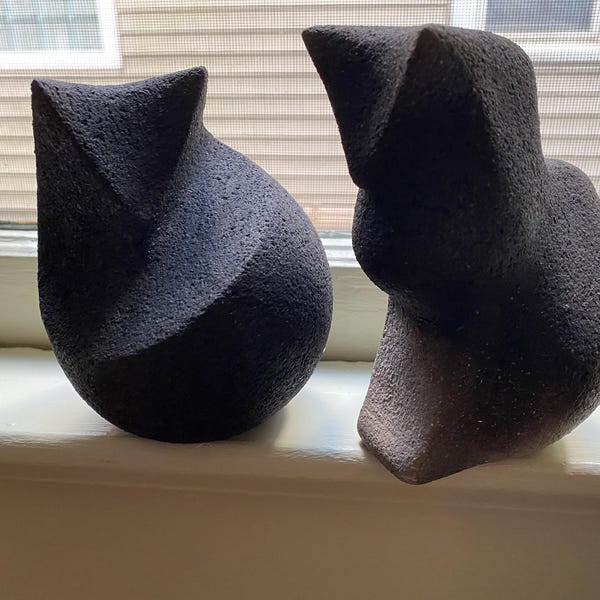 Ceramic Sculpture black Cat, Cat Figurine, Cat Collection, Ceramics ...
