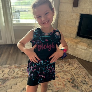 Girls Silver Rainbow Gymnastics Girl Number Name Personalized - Etsy