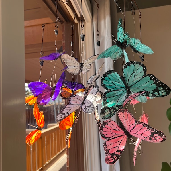 String Multicolor Feather Butterfly Garland , Wedding Decorations ...