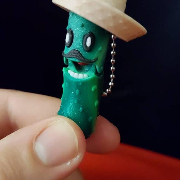 Pedro the Tickle Pickle 3D Printed Fidget Keychain With Sombrero ...