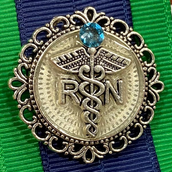 Simple Silver Nurse Pin Pinning Ceremony Natural Outdoors Nursing ...