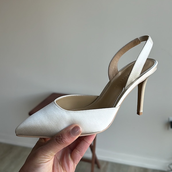Hebe Ivory Pumps, Satin Wedding Shoes, Satin Bridal Shoe, Satin Evening ...