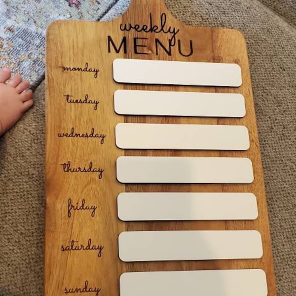 Weekly Menu Cutting Board, Dry Erase Menu Board, Meal Planner, Kitchen ...