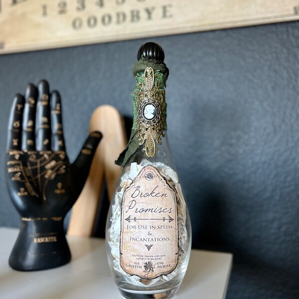 Broken Promises Potion Bottle, Large Glass Potion With Vintage Book ...