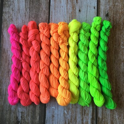 The Day the World Turned Day Glo Solid Gradient Mini Skein Set 100g ...