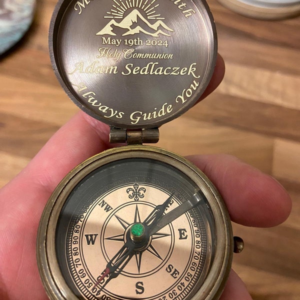 Engraved Compass, Baptism Gift, Baptism Compass, First Communion Gift ...