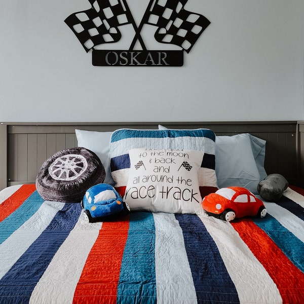 Custom Checkered Flag Racing Sign, Checkered Flag Monogram ...