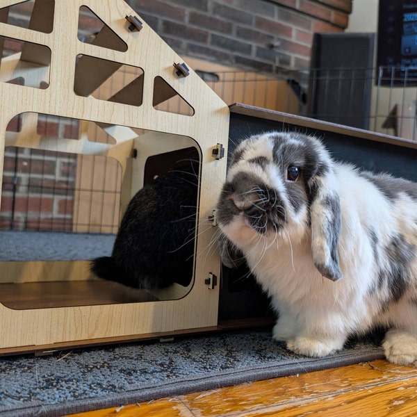 Wooden Rabbit Hideout Castle, Rabbit Houses and Cage, Wooden Rabbit ...