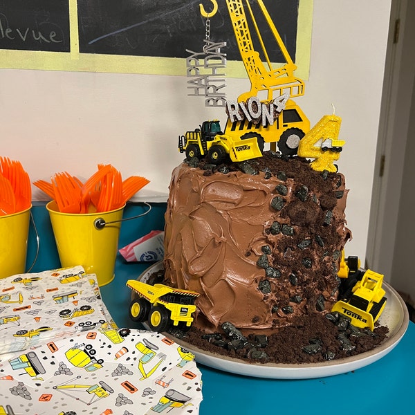 Construction Birthday Party, Personalized Wood Construction Truck Crane ...