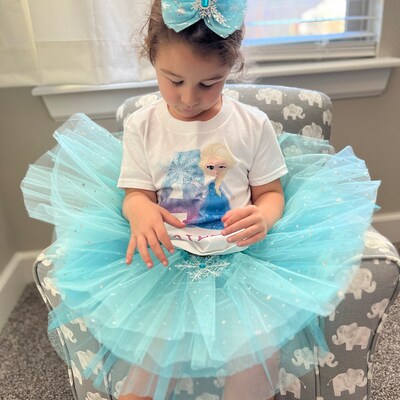Snowflakes Tutu 4 Layer Elsa Birthday Outfit Blue Sparkle Tutu Snow ...