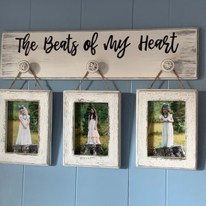 Farmhouse Rustic Picture Hanger With 4x6 Frames, the Beats of My Heart ...