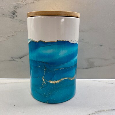 Blue Ceramic Coasters, Alcohol Ink Coasters, Abstract Ceramic Coasters ...