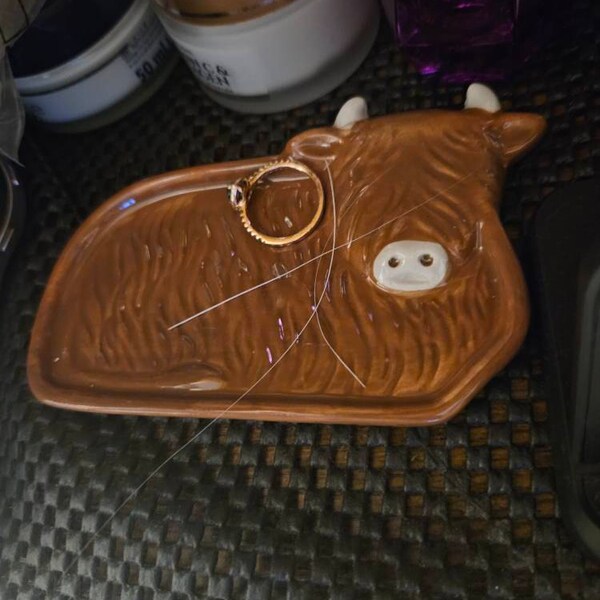 Bramble Farm Highland Cow Ring Holder Gift Boxed Ceramic Jewellery ...