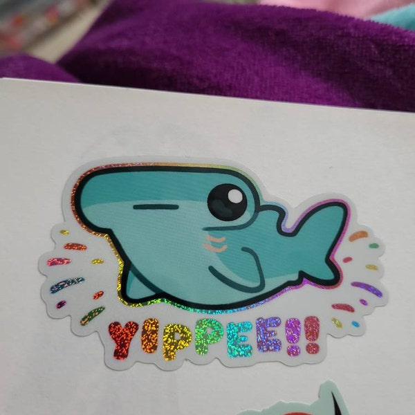 Hammerhead Shark "yippee!!" ⋆ Vinyl Glitter Sticker - Etsy