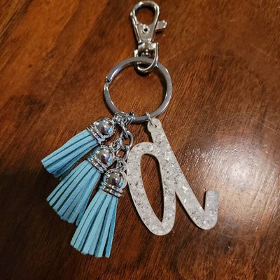 Individual Letter Keychain With Mini Tassels Acrylic Initial Keychain ...