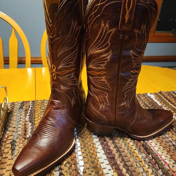 Tooled Leather and Cowhide Heels - Etsy