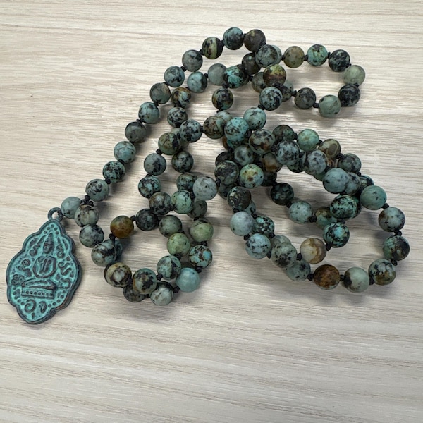 Positive Change Mala - African Turquoise Mala Beads - Buddha Pendant ...