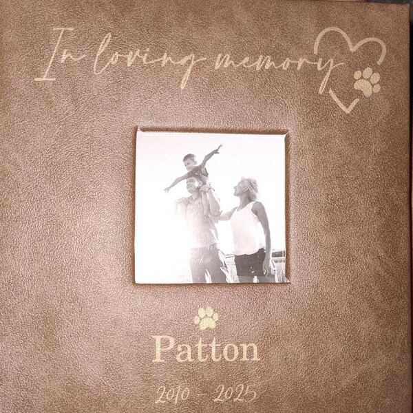 Engraved in Loving Memory Pet Leatherette Photo Album, Dog Memorial ...