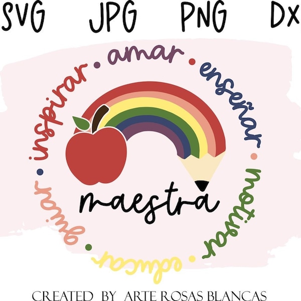 Maestra svg/ Español svg / Profesora svg / Amar, Inspirar, Ensenar ...
