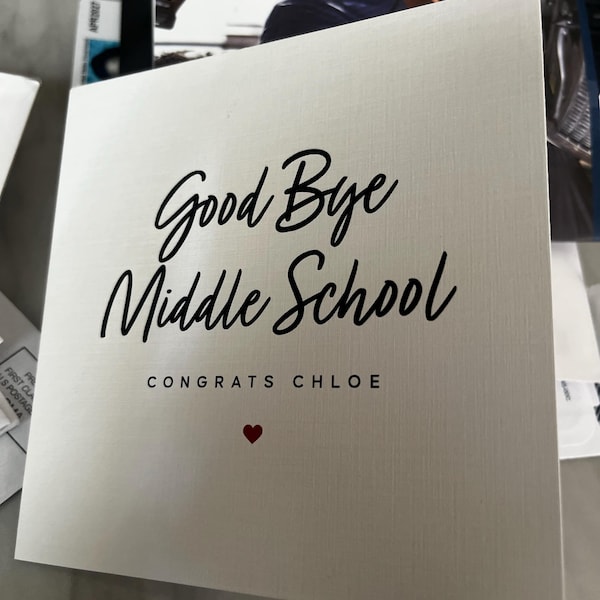 Middle School Graduation Card, for Girl, for Boy, Personalized Middle ...