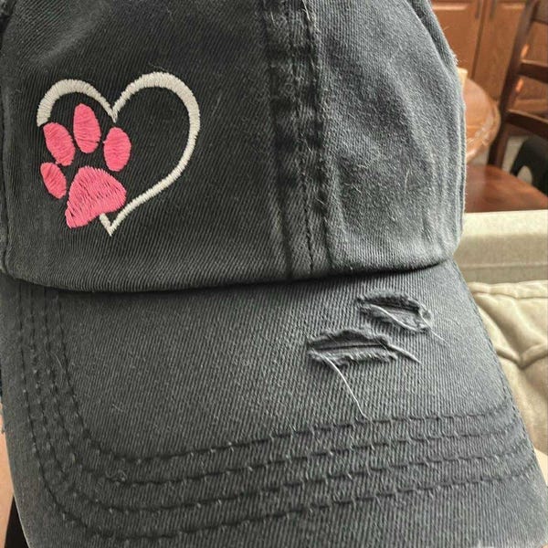 Paw Print Hat | Distressed Baseball Cap OR Ponytail Hat | Dog Mama ...