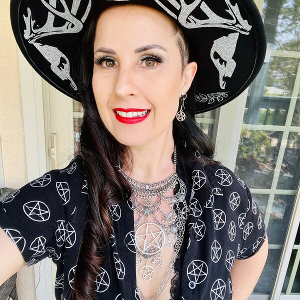 Floppy Fadora Moon Phases & Snakes Hats | Witchy Spooky Hats Moon ...