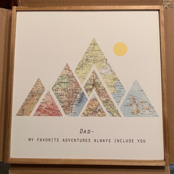 Custom Dad Birthday Gifts for Dad Travel Map Art Print Mountain Map ...