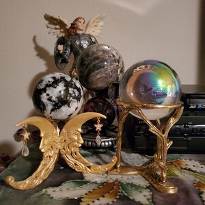 Large Crystal Ball Display Stand, Brass Sphere Holder, 2 Sizes, See ...