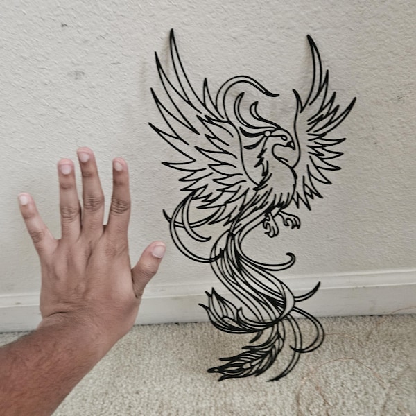 Phoenix Metal Wall Decor Metal Wall Art Line Art Mythical Decor ...