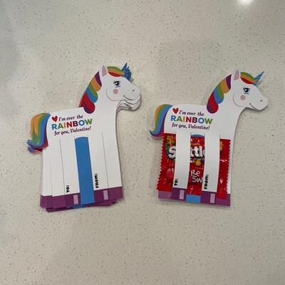 Rainbow Unicorn Valentines Printable DIY Instant Download Skittles ...
