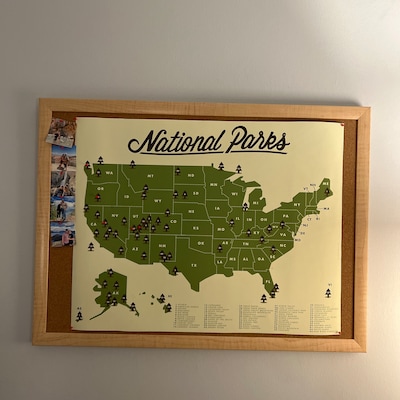 National Park Map Wooden Checklist, All 63 Parks, US Wood Wall Art Home ...