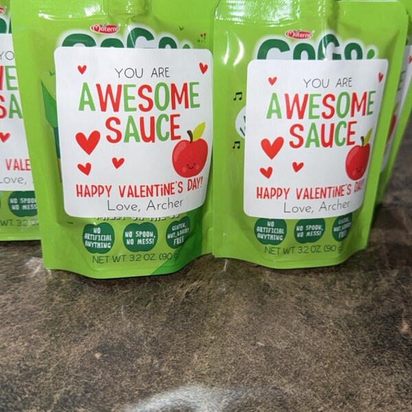 Classroom Valentine Sticker - Awesome Sauce Valentine Sticker ...