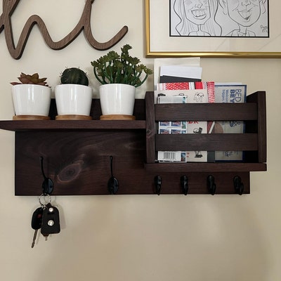 Entryway Mail Organizer With Hooks and Shelf Coat Rack Key Holder - Etsy