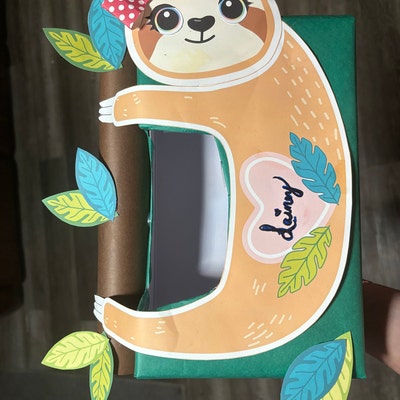 Sloth Printable Box Kit DIY Valentine Box Decor Kit for Valentine's Day ...