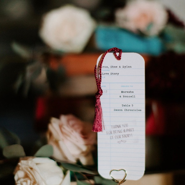 Personalized, Library Check-out Card Wedding Bookmark Place Cards - Etsy