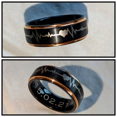 Black Wedding Ring Circuit Board Design 8mm Black Hammered Tungsten ...