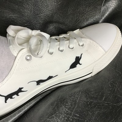 Cat Silhouette, Sneakers Womens Painted Customized Converse Cat Lover ...