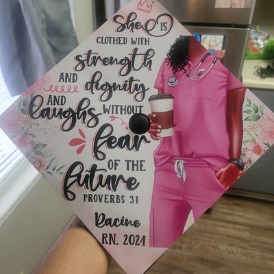She is Clothed in Strength and Dignity, Floral Proverb, Nursing Grad ...