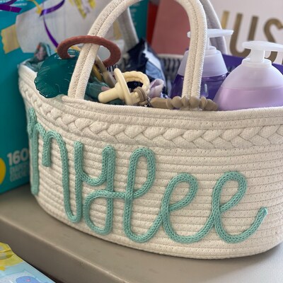 Personalized Name Basket With Flower Monogrammed Basket - Etsy