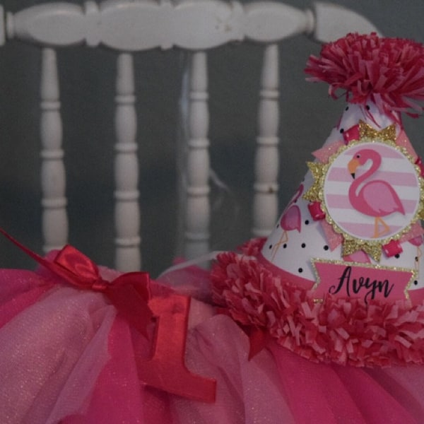 Flamingo First Birthday Party Hat - Flamingo Summer Birthday - Girl ...
