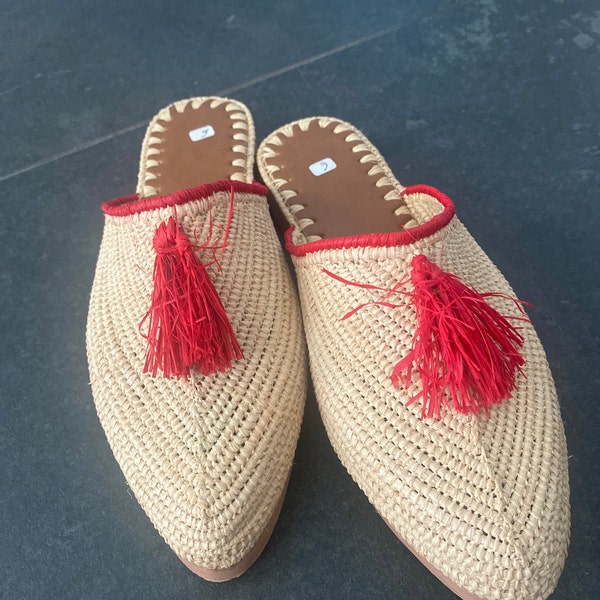 Natural Raffia Sandals, Raffia Mules, Raffia Sandals Slippers for Women ...