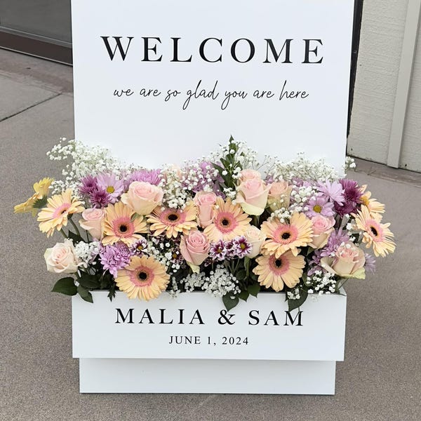 Flower Box Welcome Sign - Wedding Welcome Sign - Personalized Decor - Etsy