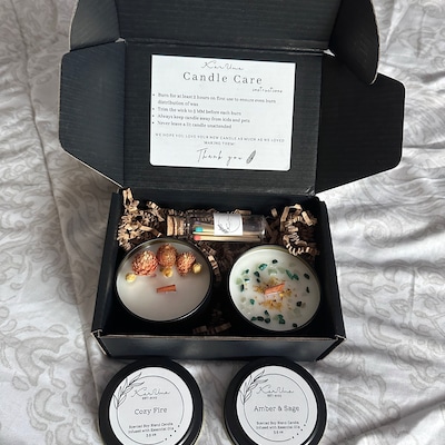 7 Oz Handmade Soy Candle and Wax Sachet Gift Box Mothers Day Candle ...