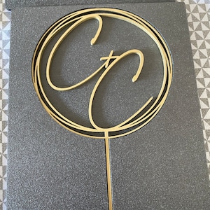 Gold Wedding Cake Topper, Custom Monogram Custom Initials Cake Topper ...