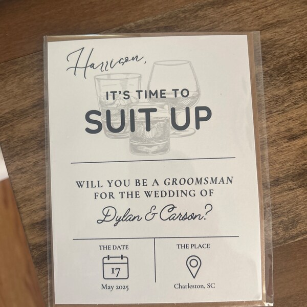 Personalized Groomsmen Proposal Card Flat Informational Best Man ...