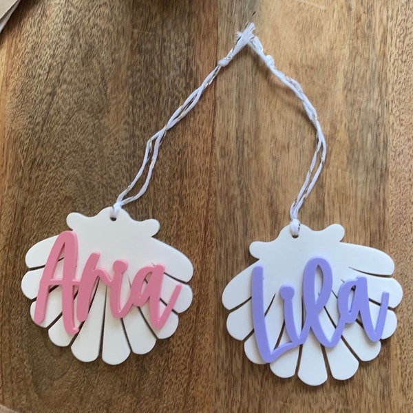 Seashell Personalized Acrylic Tags Summer Bag Tags Hang Tags Beach Tags ...
