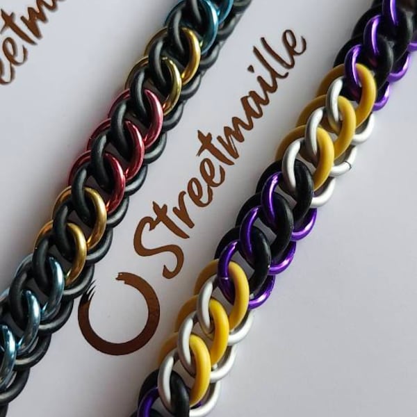 Custom Stretchy Chain Bracelet - Unisex Chainmail Bracelet Handmade in ...