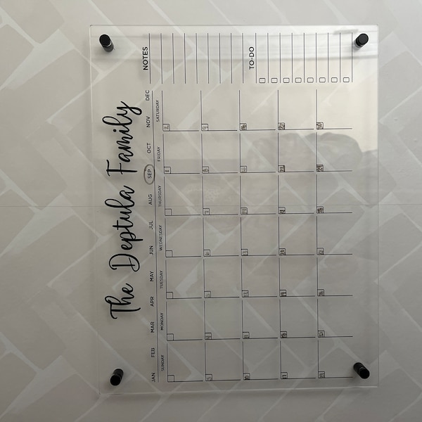 Acrylic Family Planner | Personalized Monthly Calendar | Dry Erase ...