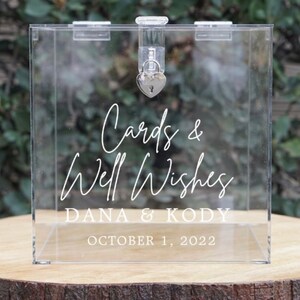 Personalized Acrylic Card Box With Lock in Back Acrylic Card - Etsy